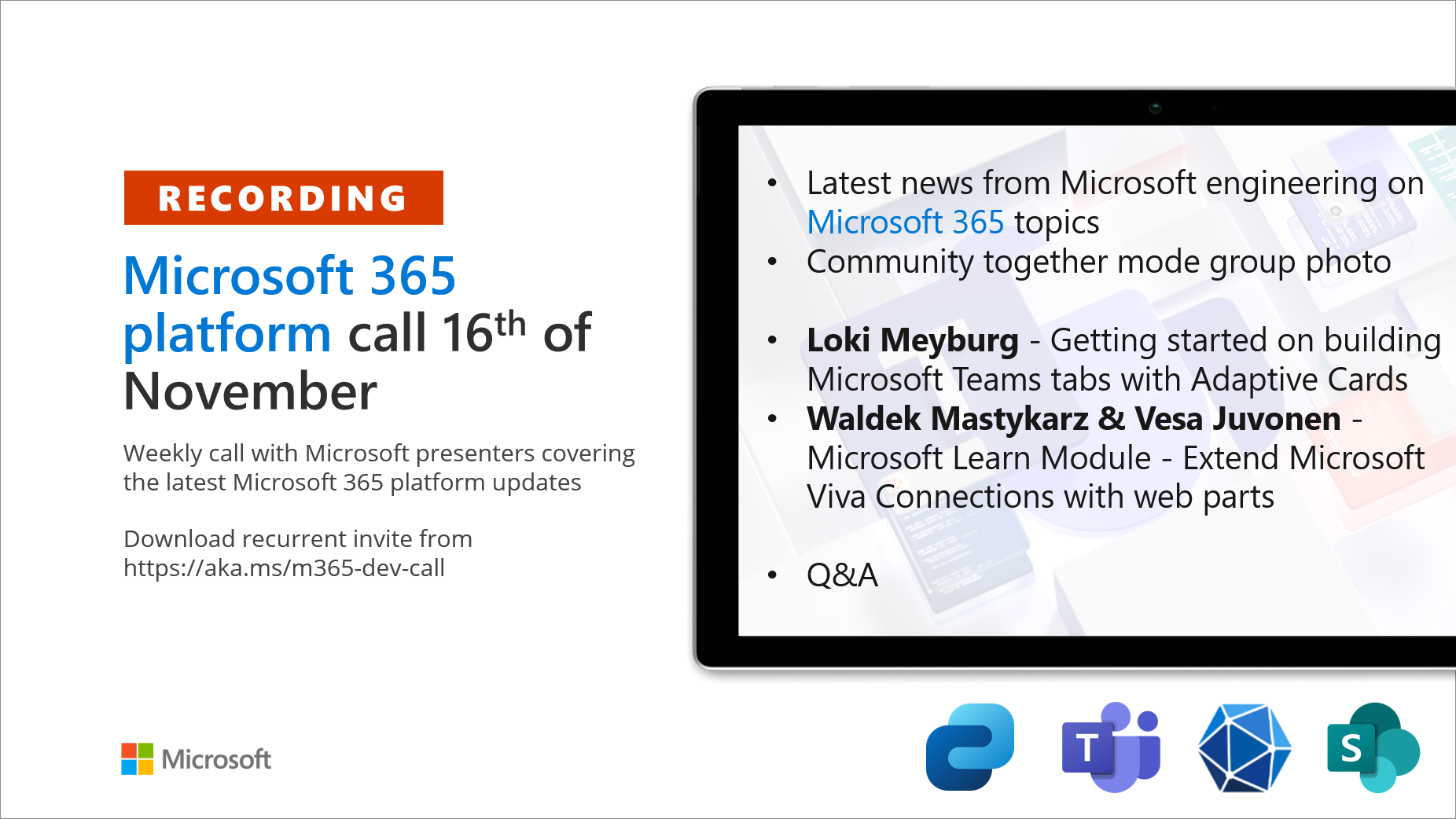 Microsoft 365 Platform Call -- 16th of November, 2021