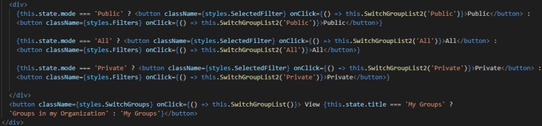 React Groups and Teams Filters