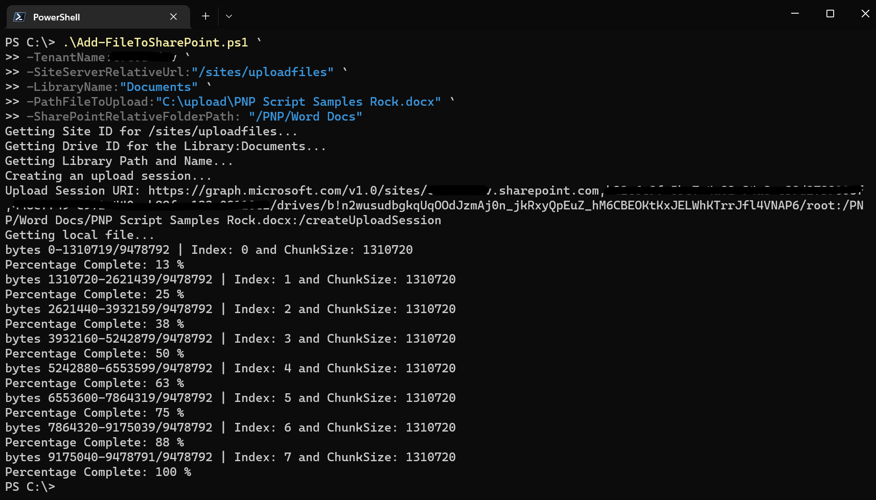 Uploads A Large File To SharePoint Using MS Graph REST API And 